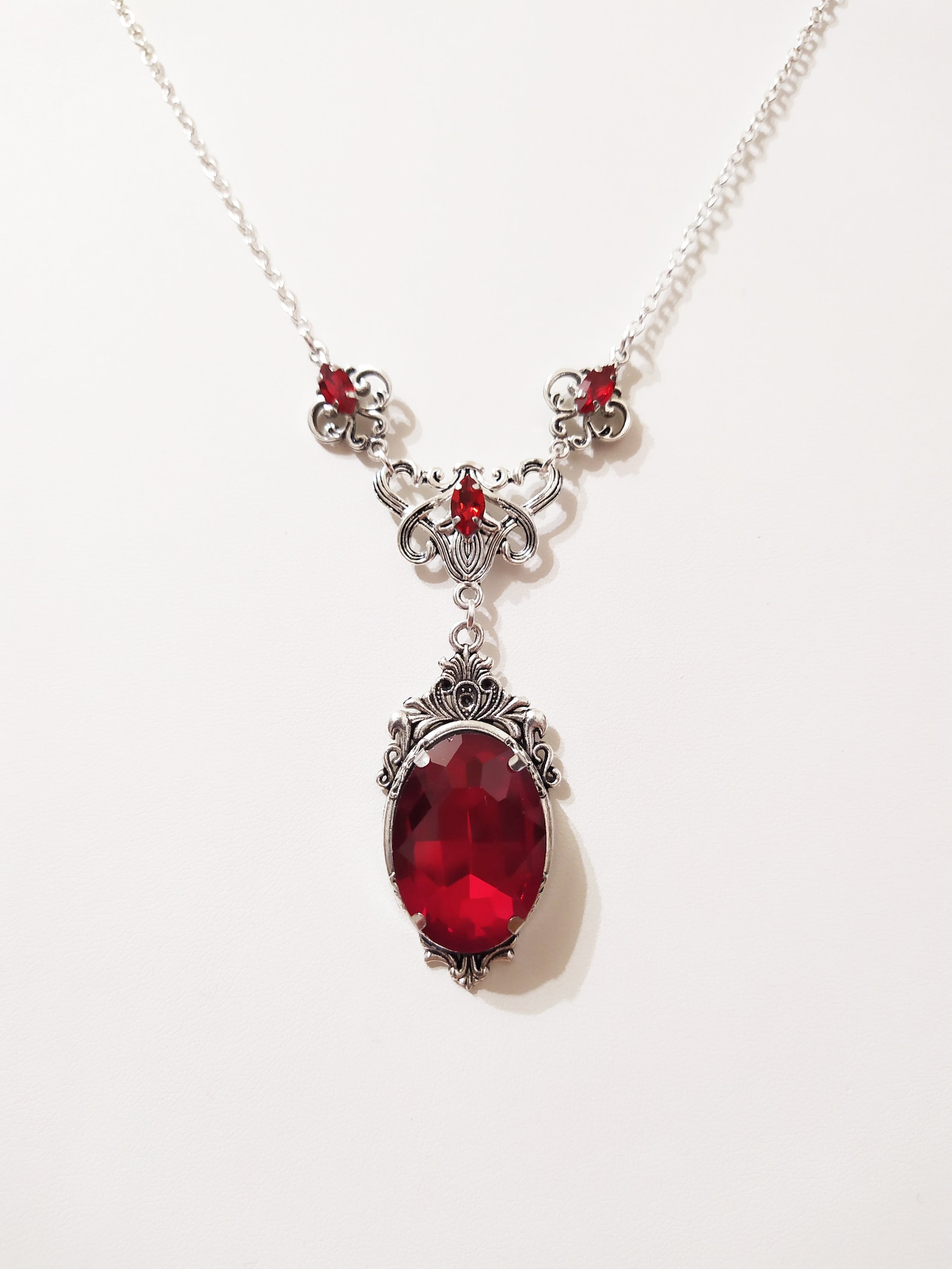 Victorian necklace ruby red necklace gothic necklace | Etsy