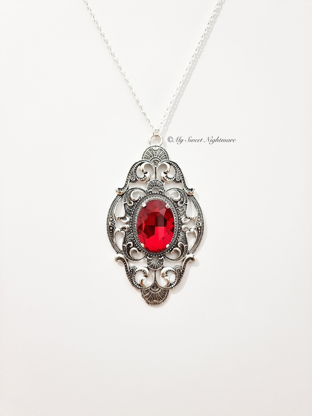 Ruby Red Crystal Gothic Necklace, Victorian Jewelry, Gothic Wedding ...