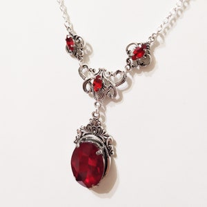 Victorian Necklace, Ruby Red Necklace, Gothic Necklace, Renaissance ...