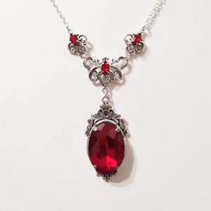 Victorian Necklace, Ruby Red Necklace, Gothic Necklace, Renaissance ...