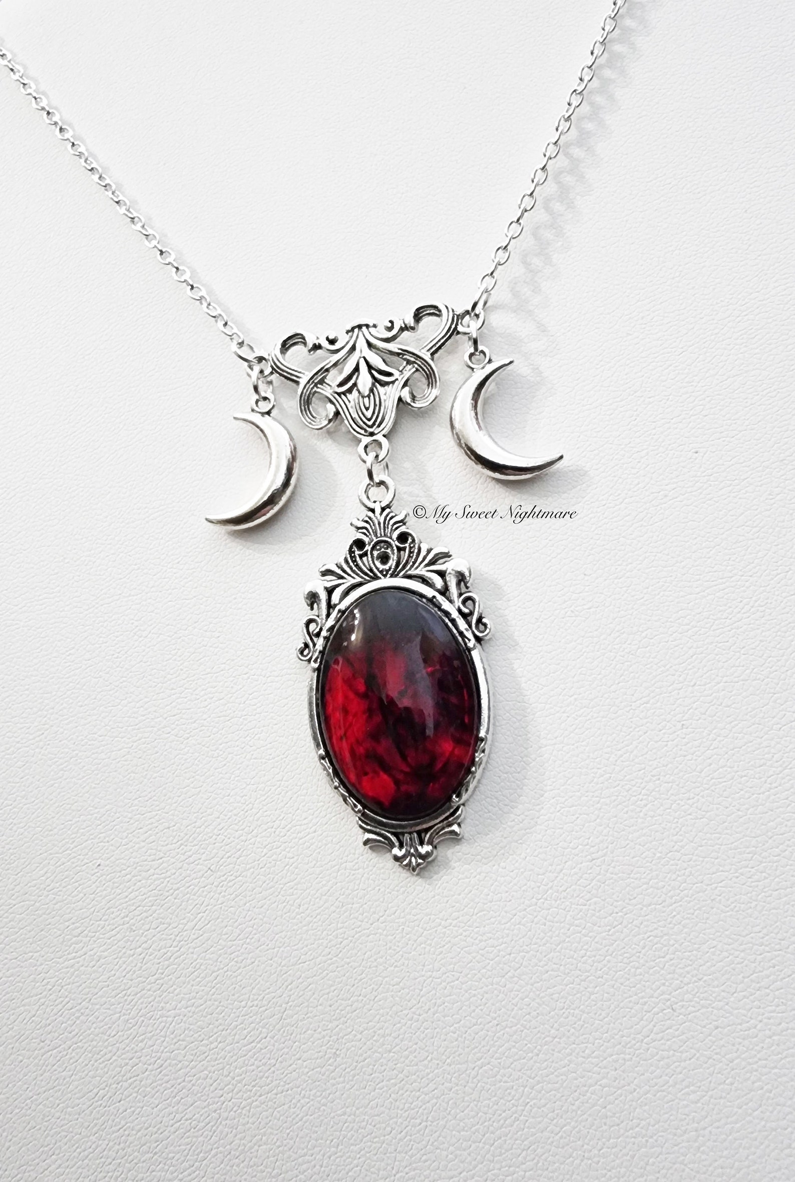 Gothic Necklace, Vampire Necklace, Triple Moon, Witchcraft Jewelry ...