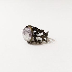 Full Moon Adjustable Ring With Bronze Filigree - Etsy