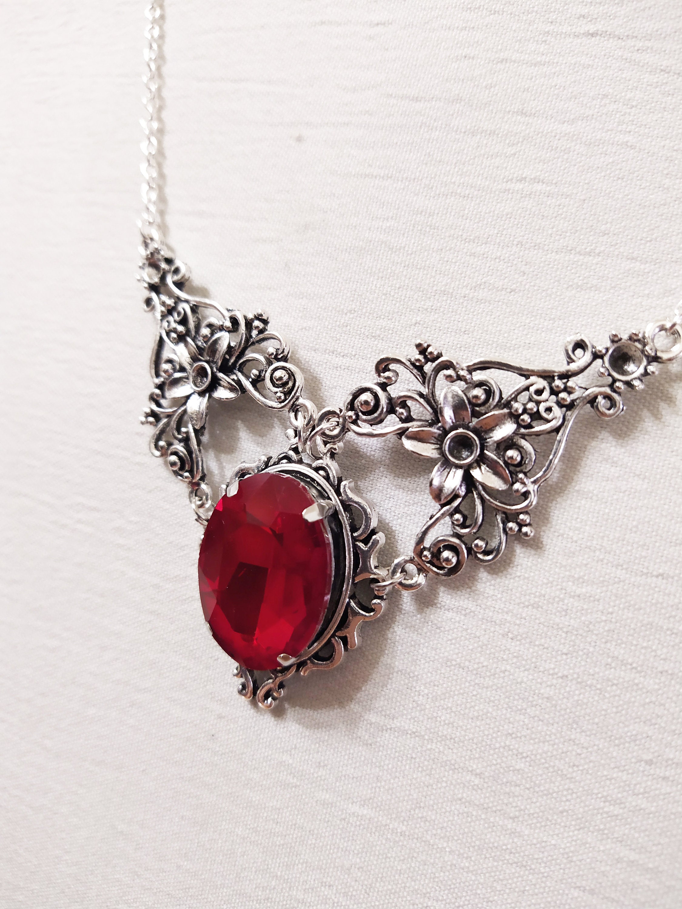Victorian necklace ruby red necklace gothic necklace | Etsy