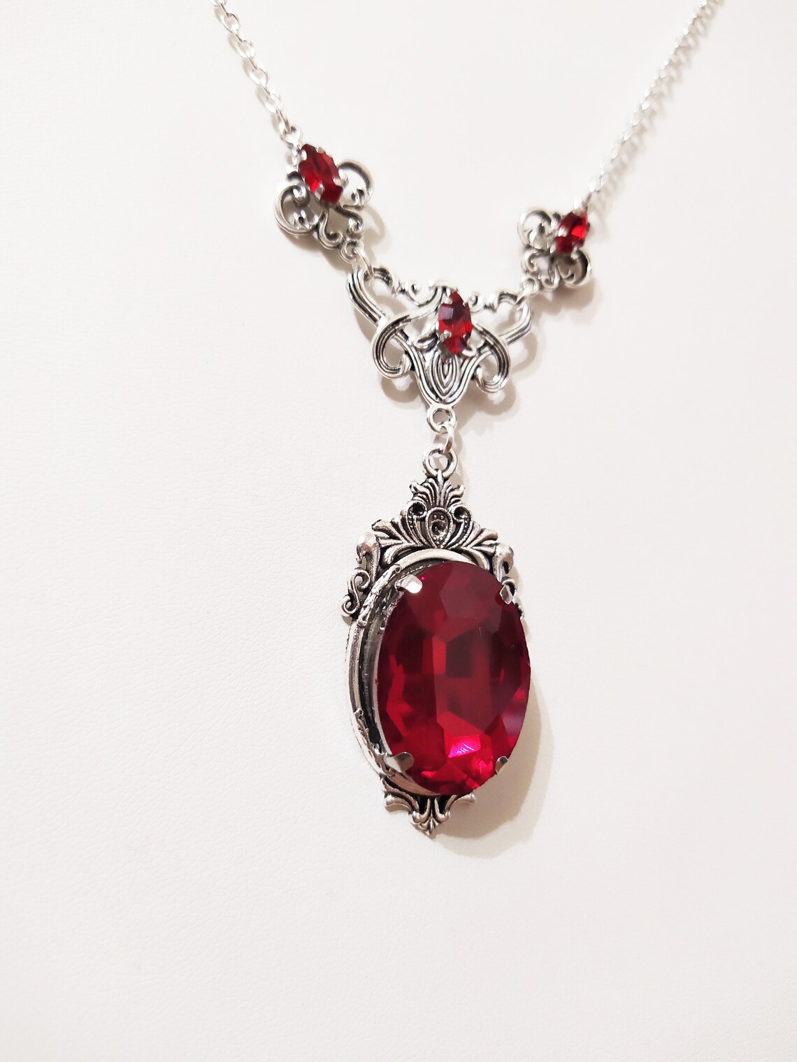 Victorian necklace ruby red necklace gothic necklace | Etsy