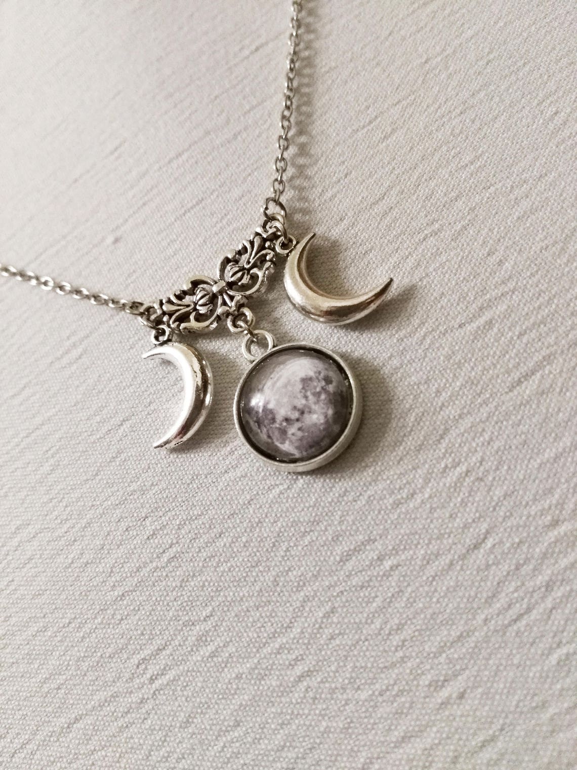 Triple Moon Necklace Triple Goddess Pendant Wiccan Jewelry - Etsy