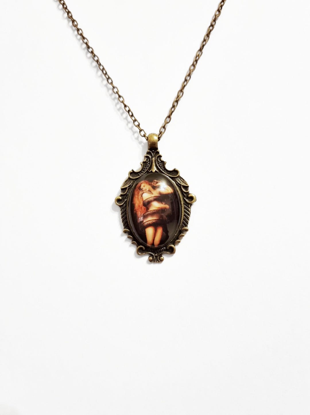 Lilith Gothic Cameo Necklace – Bronze Victorian Witch Pendant, Pagan ...