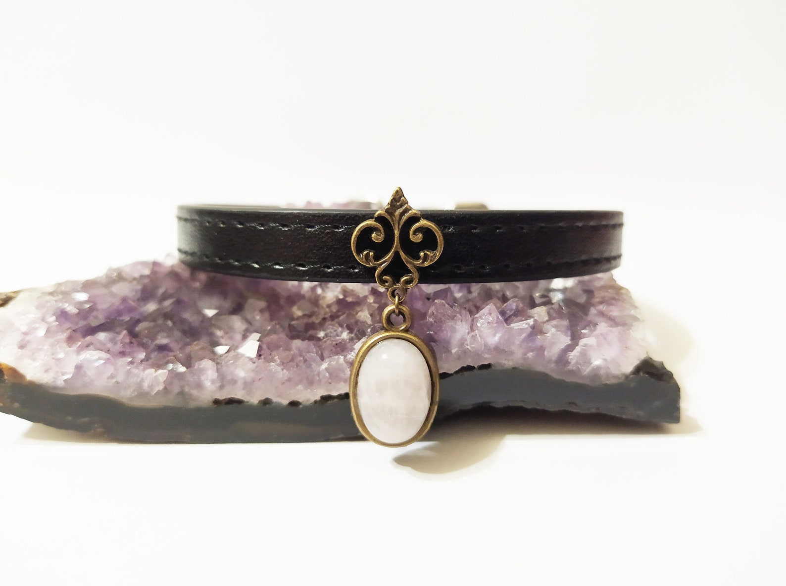 Crystal Cat Collar Victorian Collar Rose Quartz Collar - Etsy