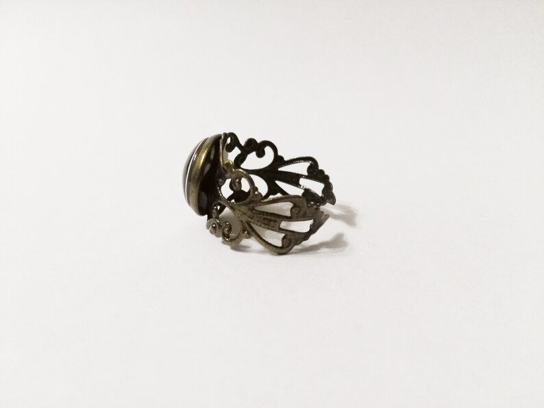 Full Moon Adjustable Ring With Bronze Filigree - Etsy