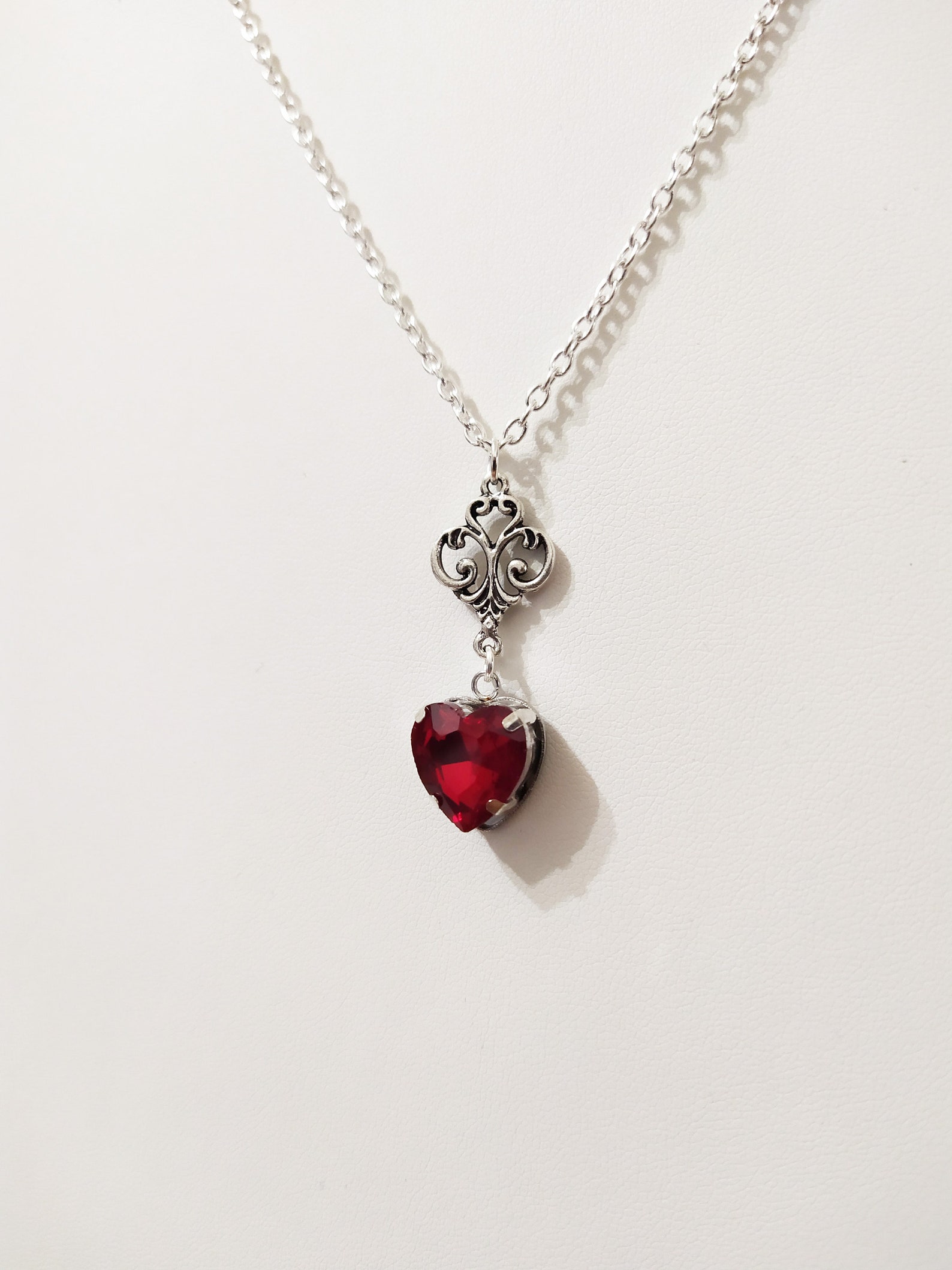 Crystal Red Heart Necklace Heart Jewelry Delicate Jewelry - Etsy