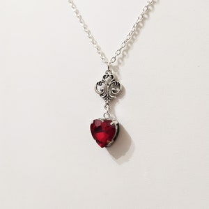 Crystal Red Heart Necklace, Heart Jewelry, Delicate Jewelry, Victorian ...