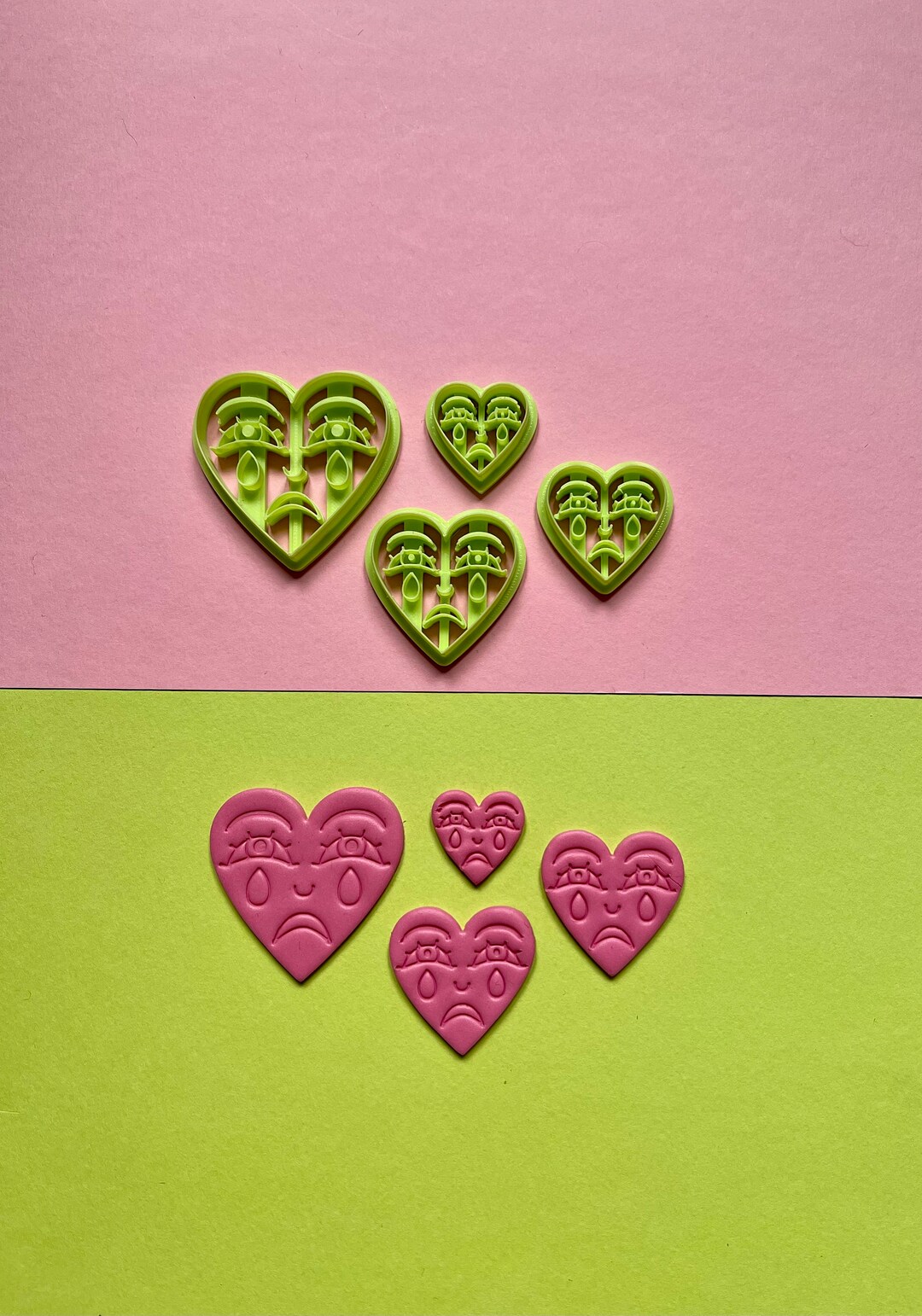 Crying Sad Boi Heart Tattoo Inspired Cutters for Polymer Clay Earrings ...