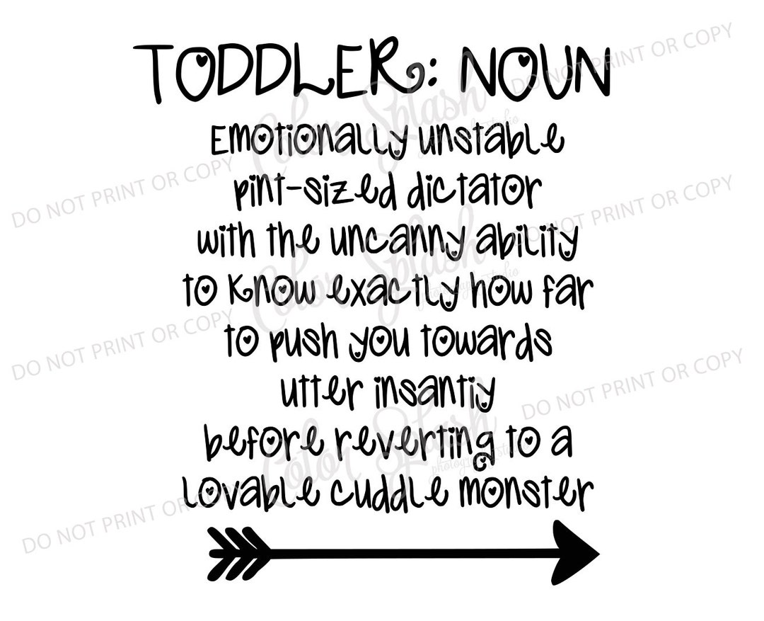 Toddler: Noun Definition SVG, Toddler Monster SVG, Cutting File, Cameo ...