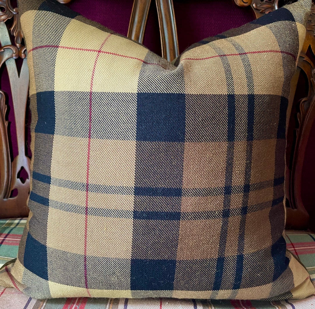 Ralph Lauren Kensall Plaid Chestnut/onyx Wool Blend Tartan Pillow Cover ...
