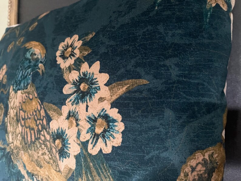 Ralph Lauren Campbell Floral Hedgerow Italian Velvet Pillow Cover Bird ...