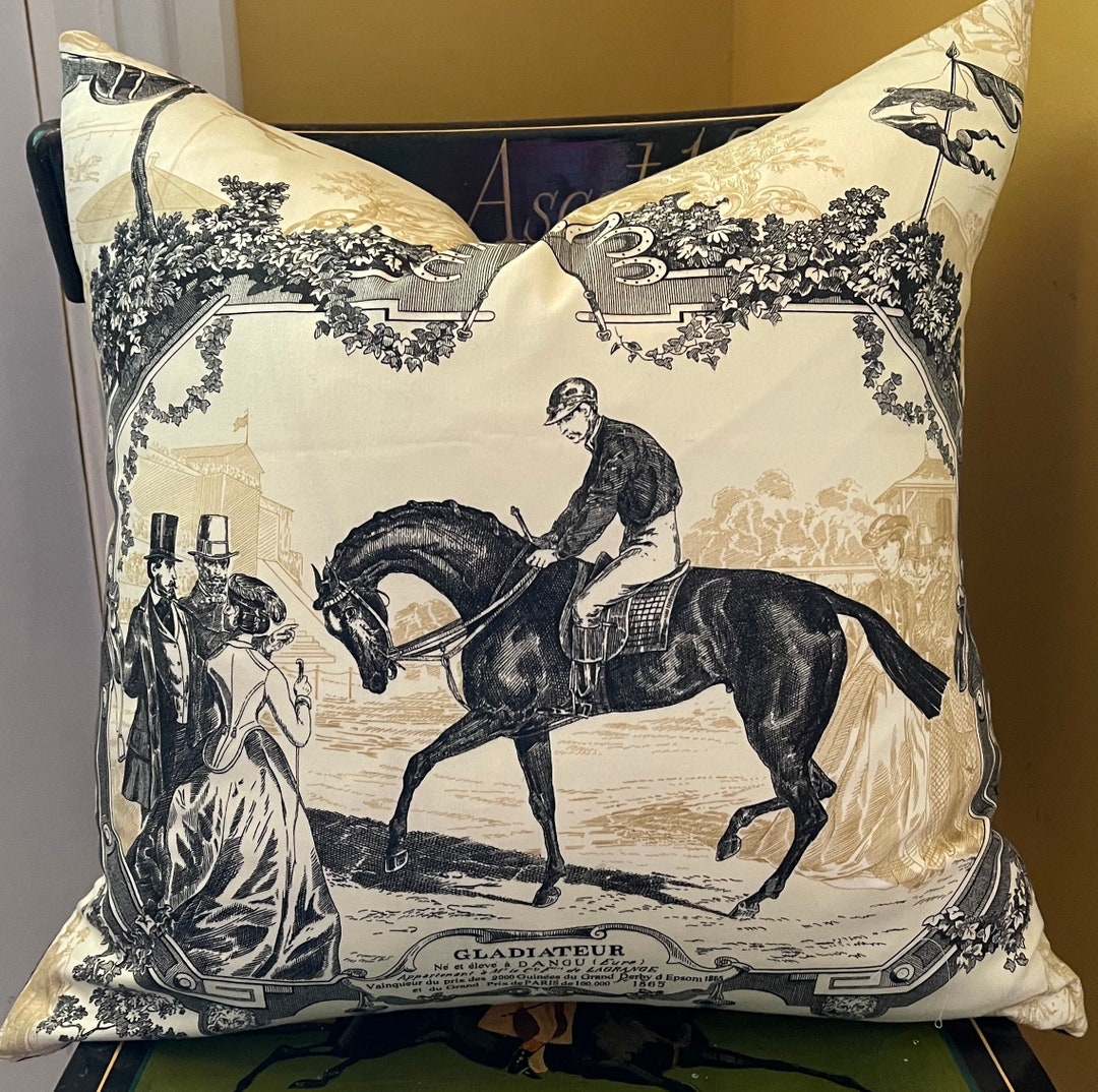 Winterthur Museum Gladiateur Race Horse Pillow Cover Equestrian Pillow ...
