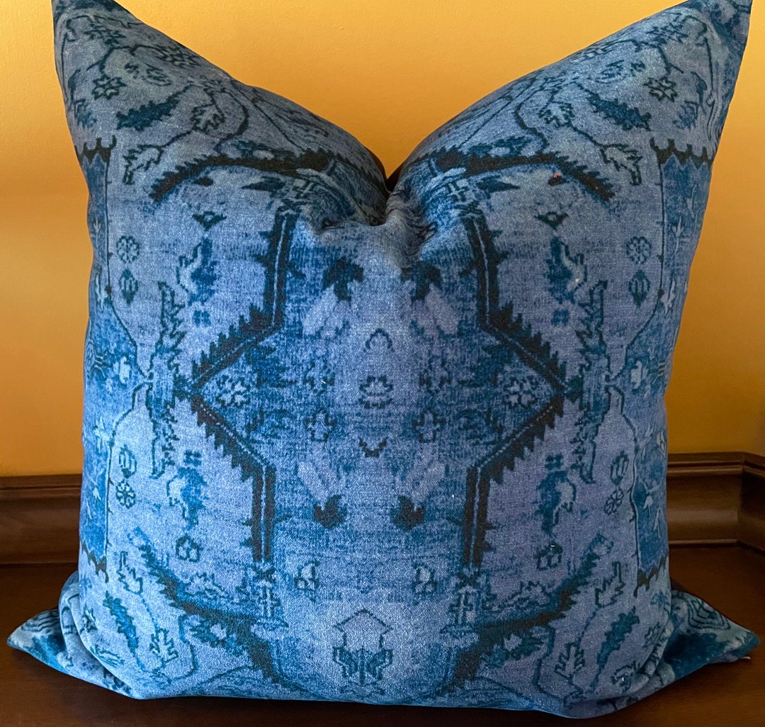 Ralph Lauren Anglesey Velvet Cerulean Blue Velvet Pillow Cover 19", 20 ...