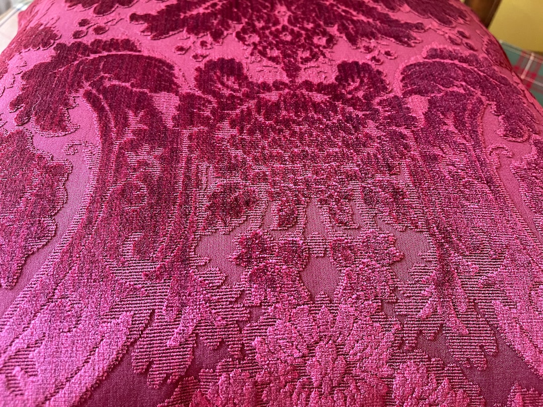 Ralph Lauren GRANTHAM VELVET Damask Bordeaux Belgian Cut Strie Velvet ...