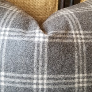 Ralph Lauren Dickens Wool Check Smoke Grey Italian Wool Plaid Pillow ...