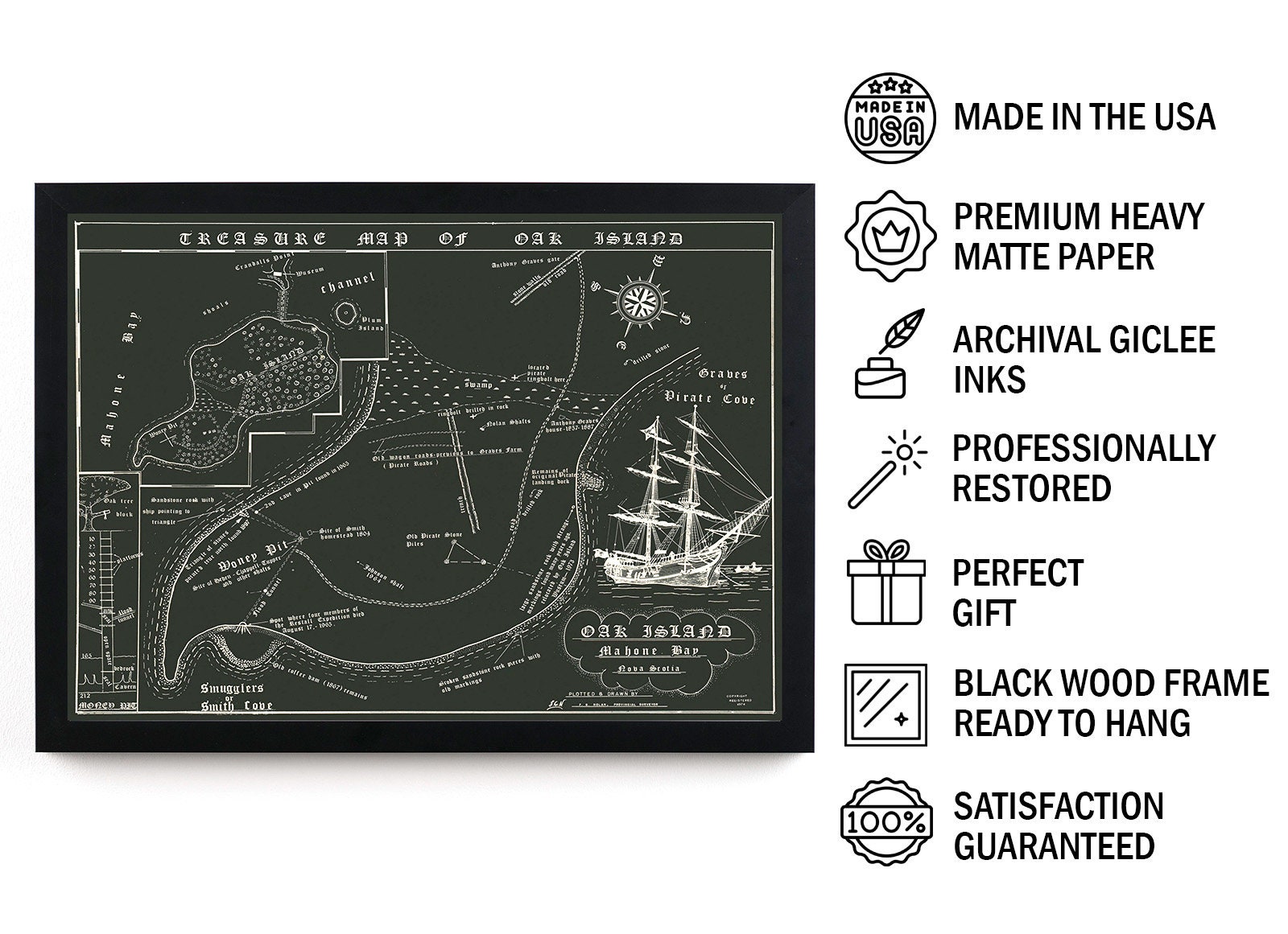Oak Island Treasure - Nova Scotia - Canada - Nolan - 1974 Historic Map ...