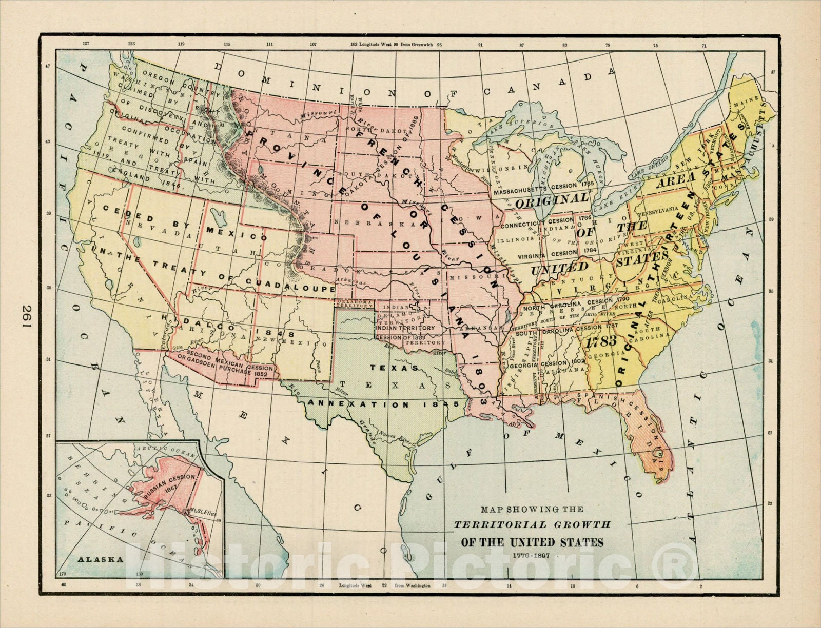 Historic Map - Showing the Territorial Growth of the United States 1776 ...