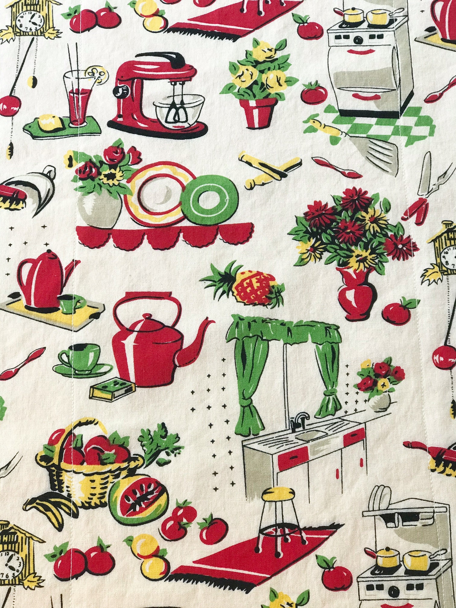 50's Kitchen Dish Towel Retro Dish Towel Whole Cloth | Etsy
