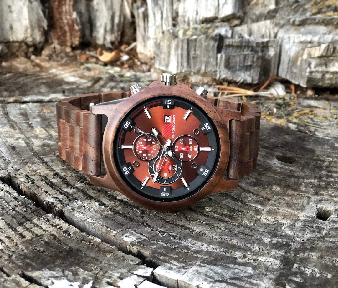 Men's Wood Watch, Personalized Wooden Wristwatch, Natural Handcrafted ...