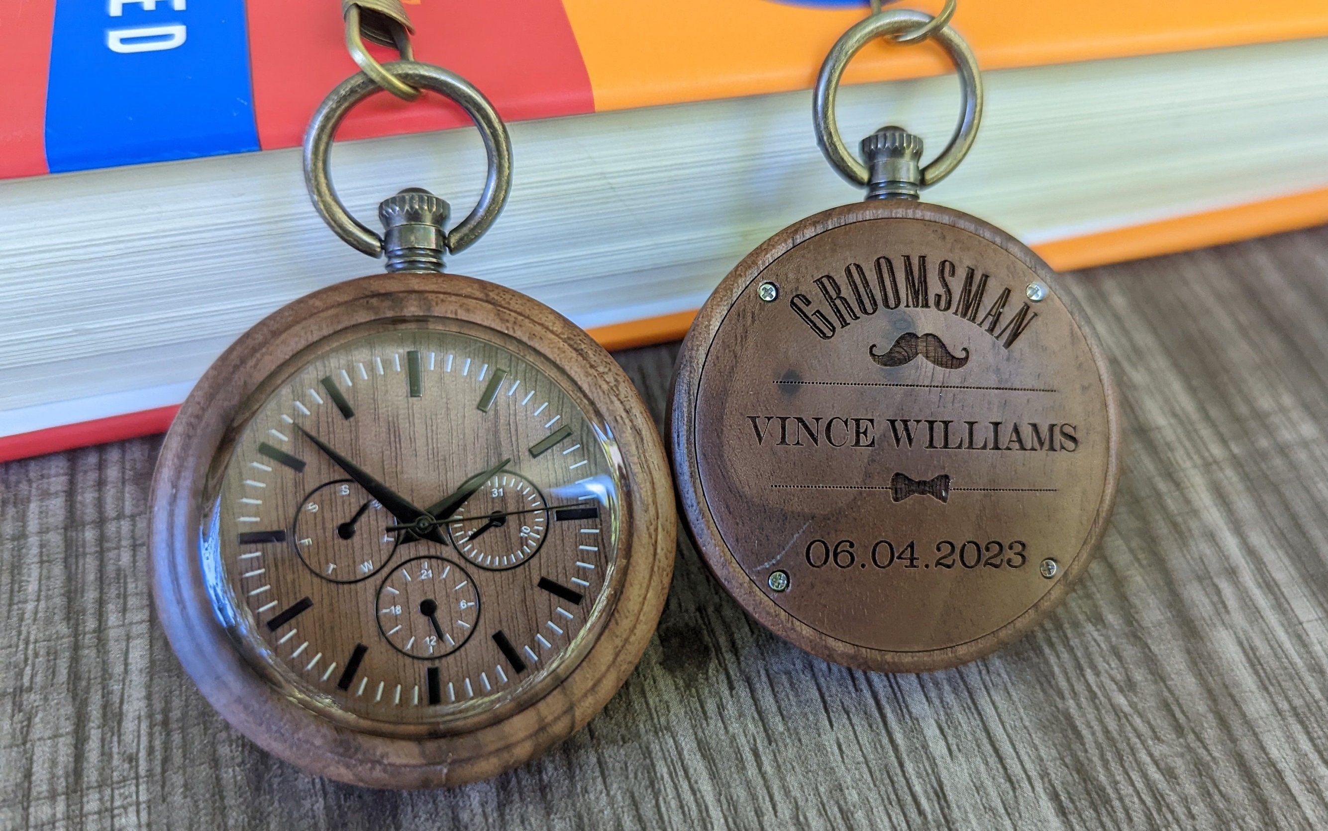 Personalized Wooden Pocket Watch: Groomsmen Gift Set - Etsy