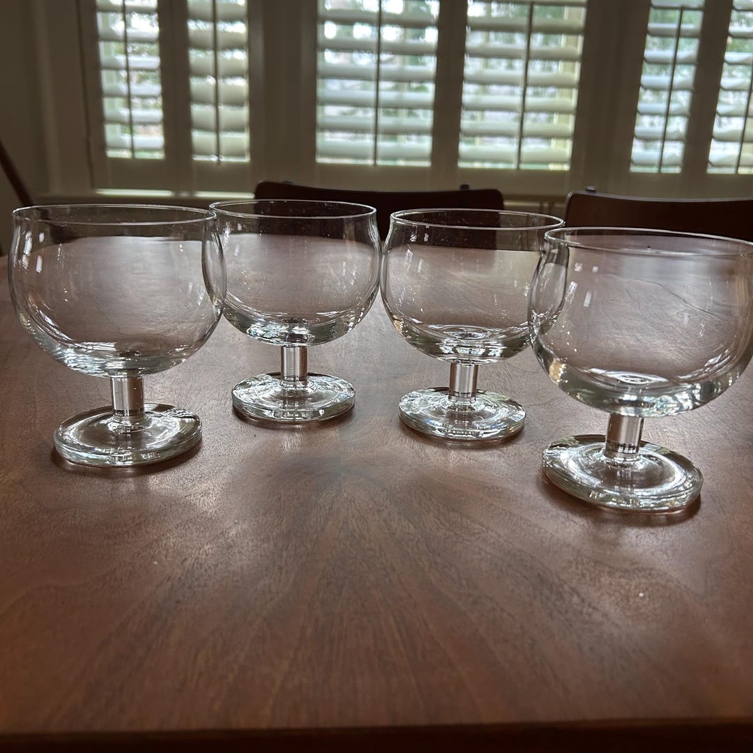 Tulip Clear Cocktail Glass Thick Stem Sherbet Coupe Brandy Bulb Shape ...