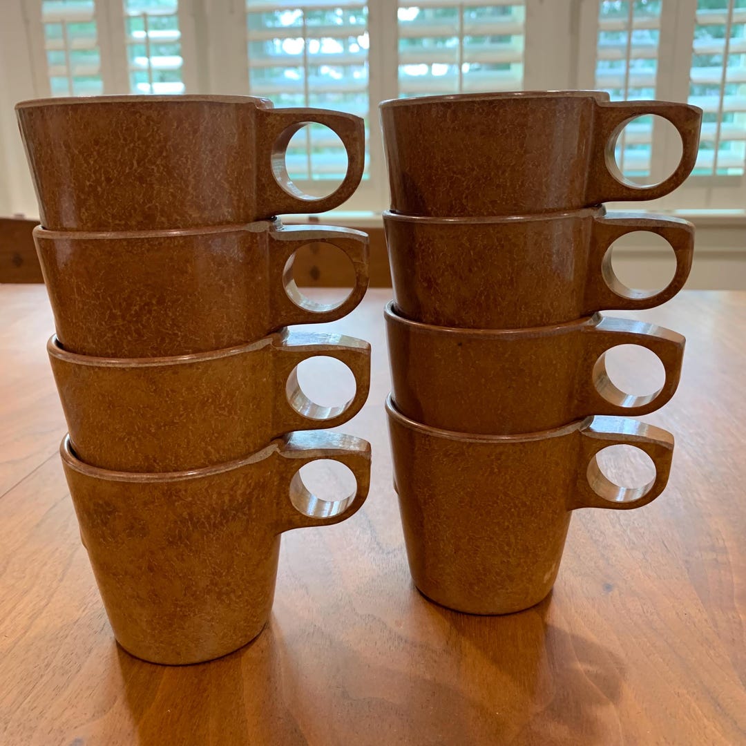 Qty 8 Vintage Vietnam Era US Military Halsey Mess Hall Cups Mugs Brown ...