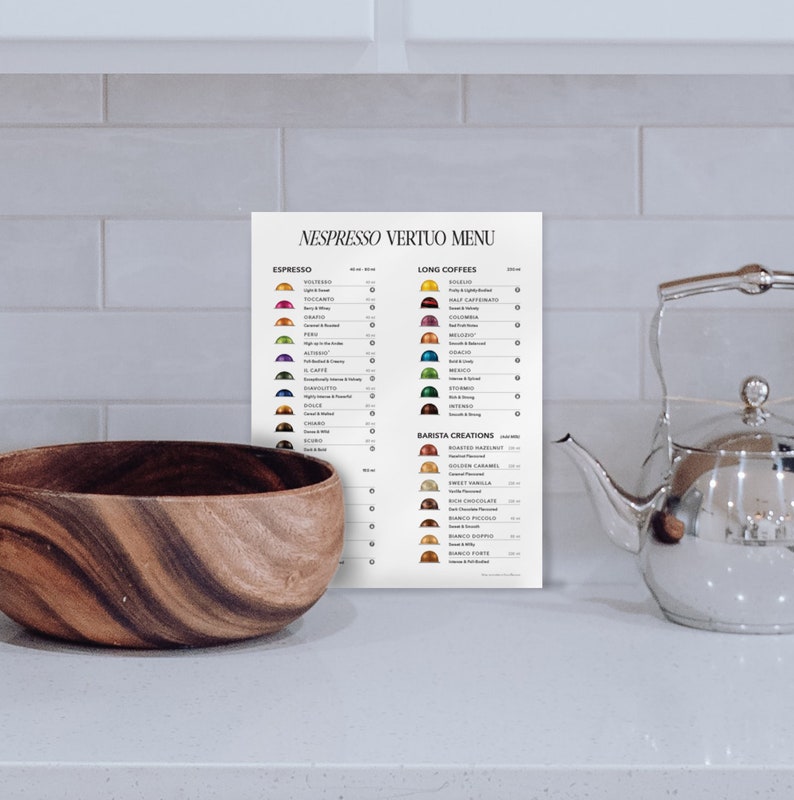 Nespresso VERTUO Capsule Menu • Coffee List • Digital Download File - Etsy