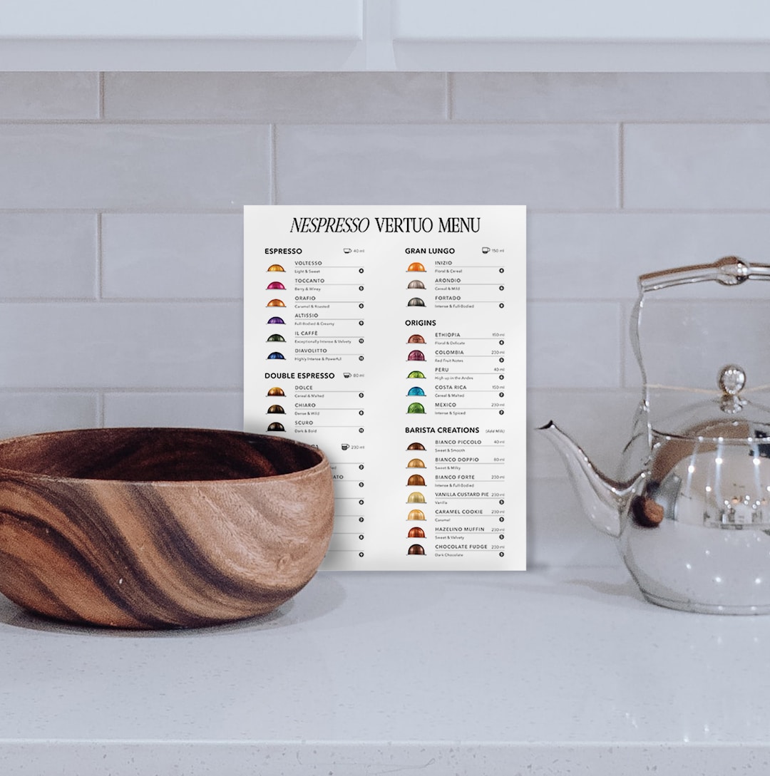 Nespresso VERTUO Capsule Menu Coffee List - Etsy