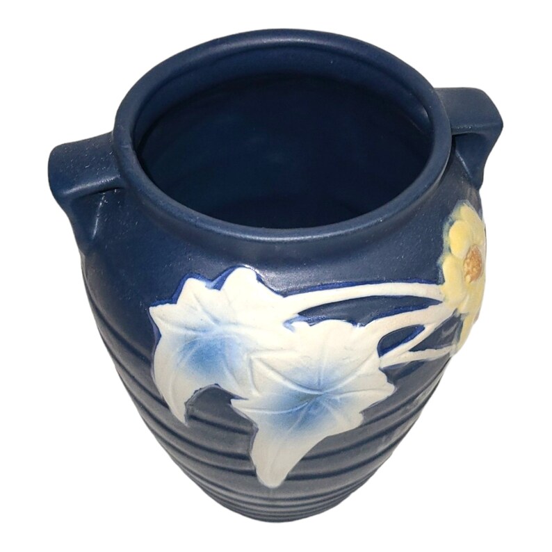 Vintage Roseville Art Pottery REPRODUCTION Blue Double Handle Vase 685 ...