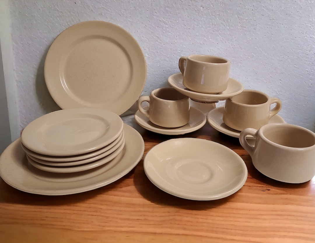 Vintage 14 Piece Tan Restaurant Ware Dinnerware Set TEPCO USA ...