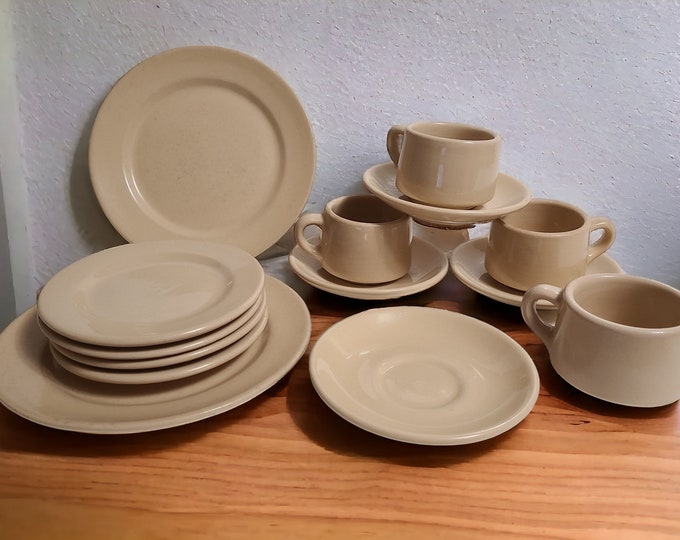 Vintage 14 Piece Tan Restaurant Ware Dinnerware Set TEPCO USA ...