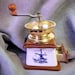 Vintage Blue Delft Style Café Coffee Mill Grinder Porcelain, Wood ...