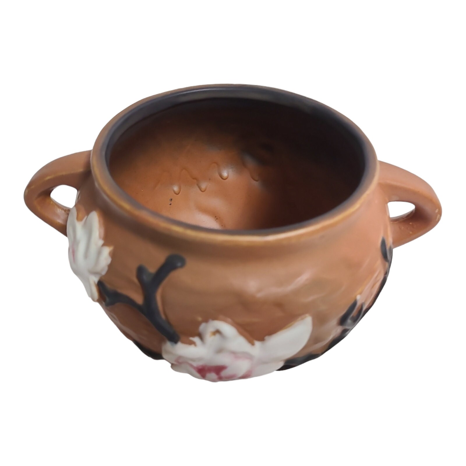 Vintage Roseville Pottery REPRODUCTION Brown Double Handled Magnolia ...