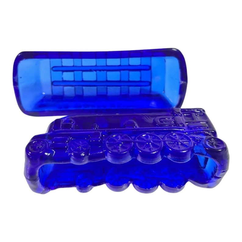 Vintage 2 Piece Cobalt Blue Glass Union Pacific Railroad Locomotive ...