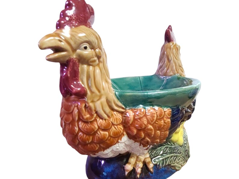 Vintage Majolica Pottery Gallic French Style Double Rooster Pedestal ...