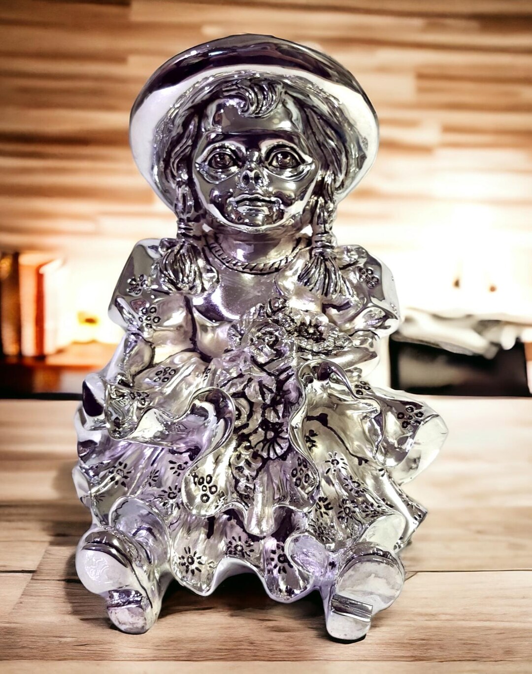 Vintage Silver Colonial Victorian Sitting Girl Child Figurine Statue 10 ...