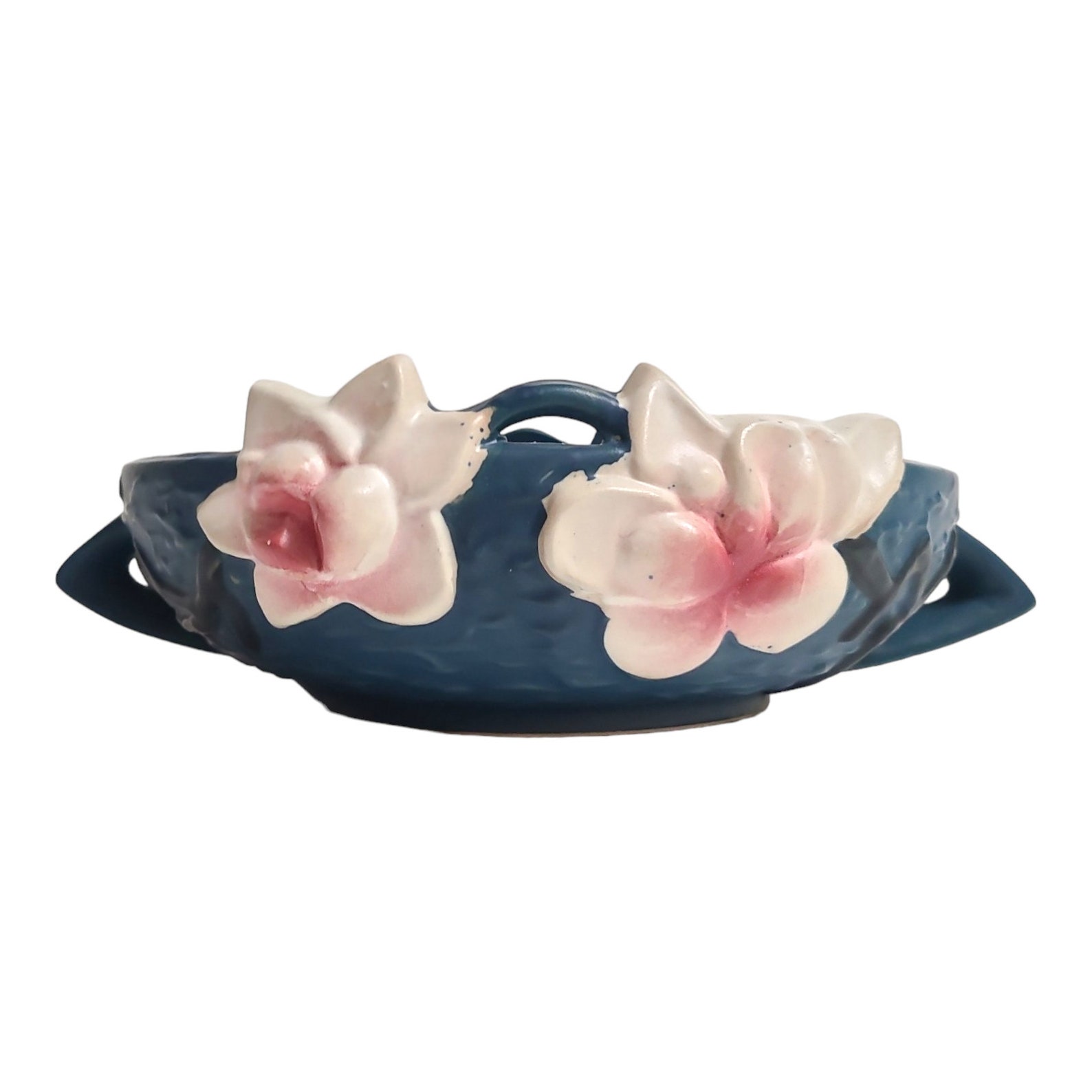 Vintage Roseville Art Pottery REPRODUCTION Blue Magnolia Double Handled ...