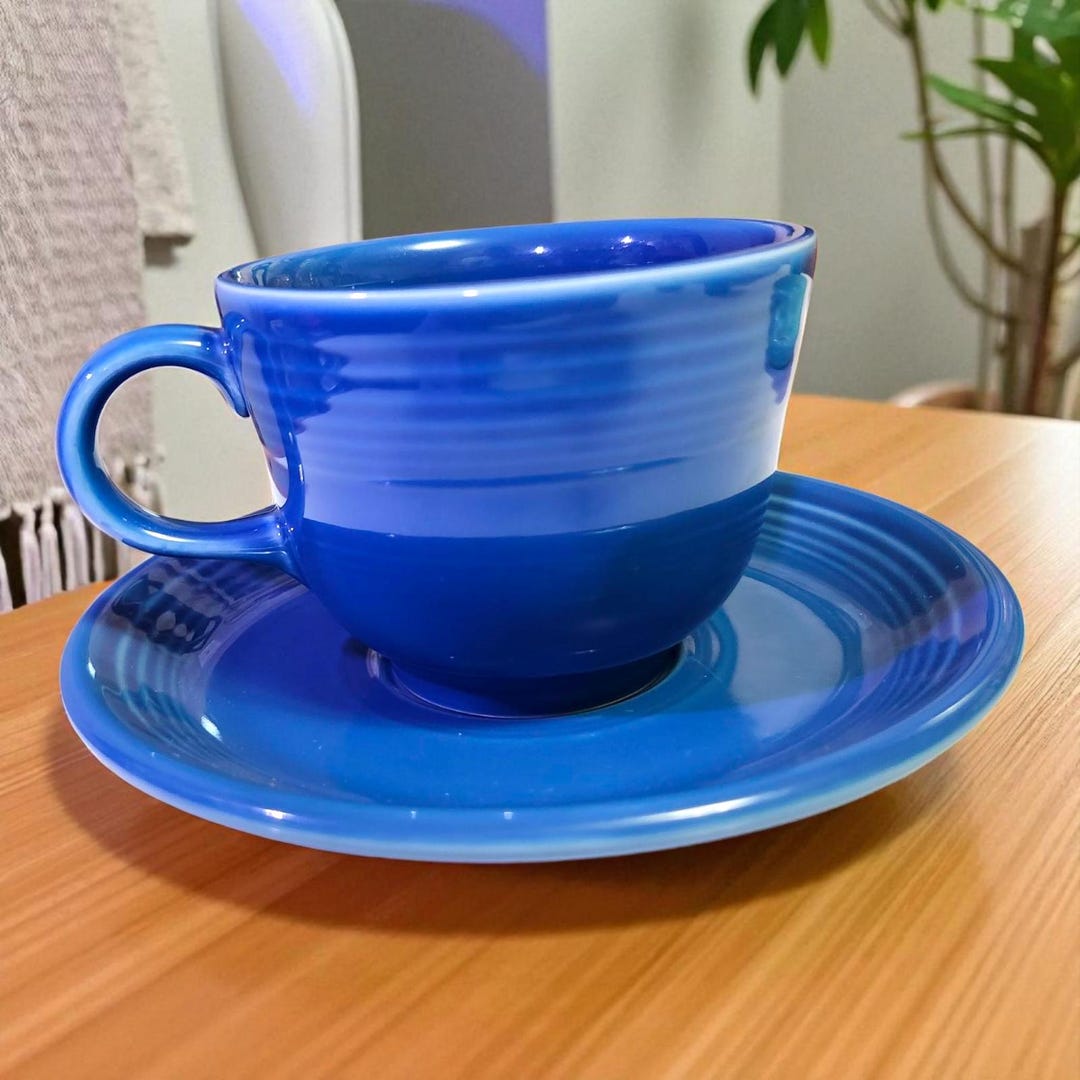 Homer Laughlin Fiesta Fiestaware Lapis Blue Tea or Coffee Cup & Saucer ...