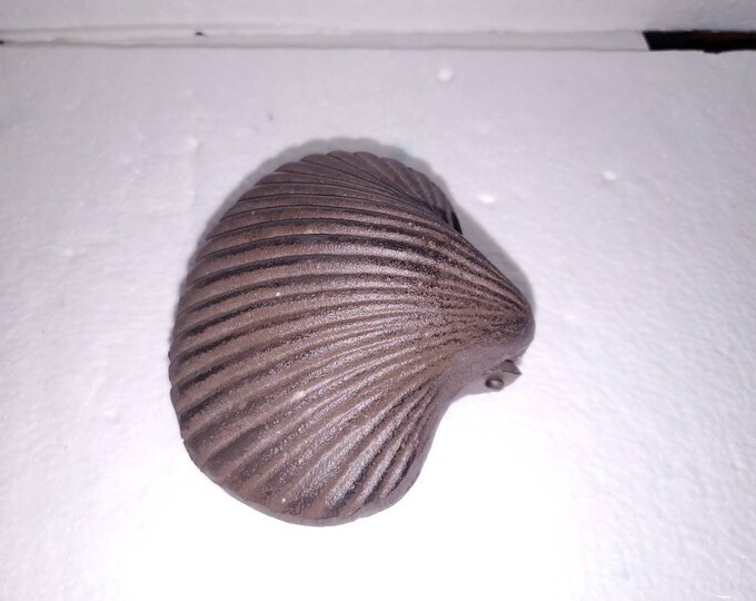 Vintage Heavy Cast Iron Clam Shell Nautical Seashell Hinged Trinket ...