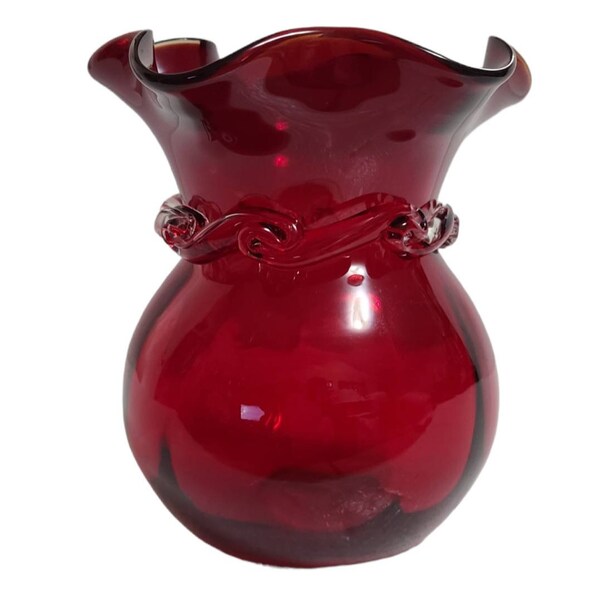 Ruby Red Vase - Etsy