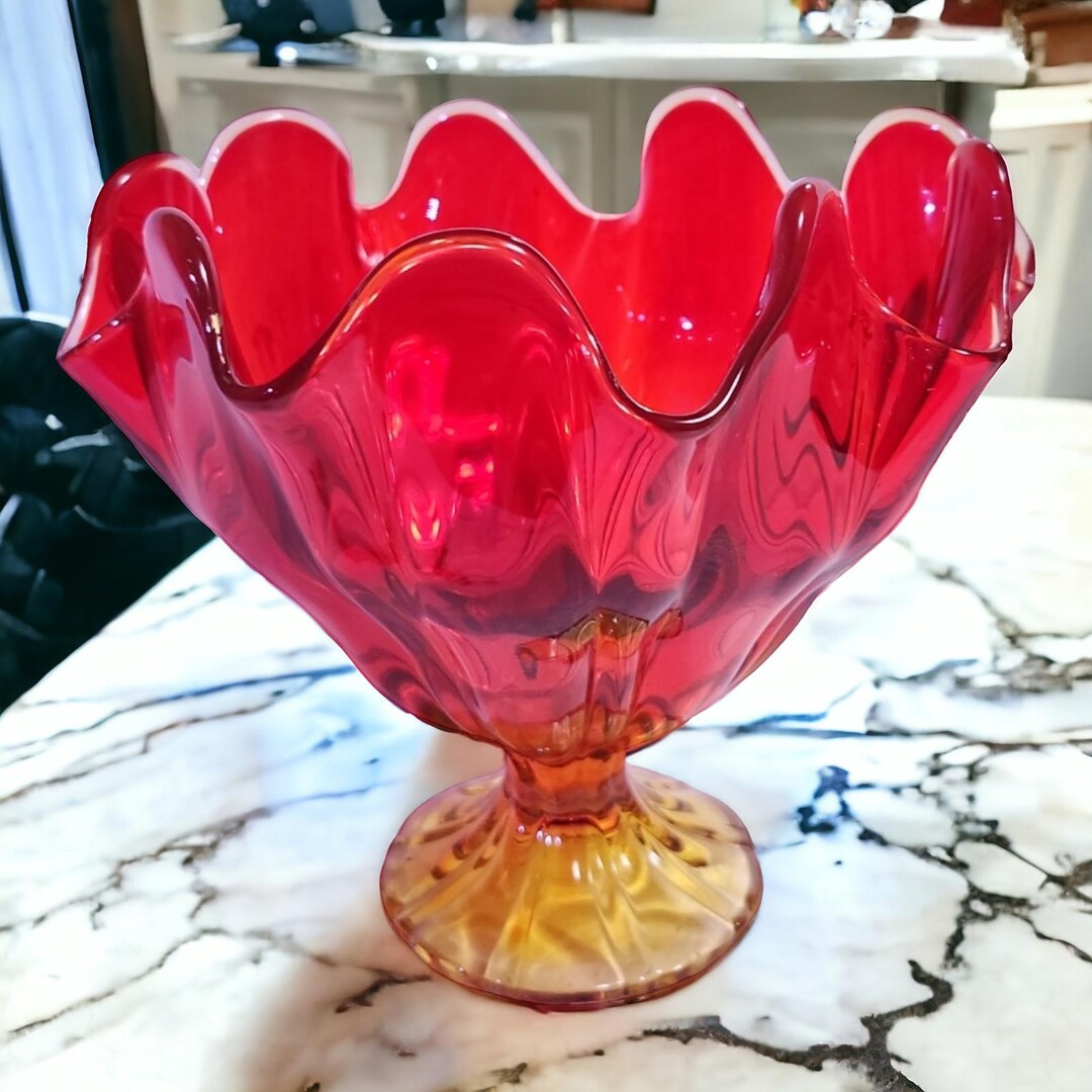 Vintage L. E. Smith Glass Flame Orange (persimmon) SIMPLICITY 8 ...