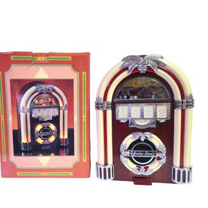 Vintage Replica Mini Jukebox 1946 Design AM/FM Classic Lighted Radio ...