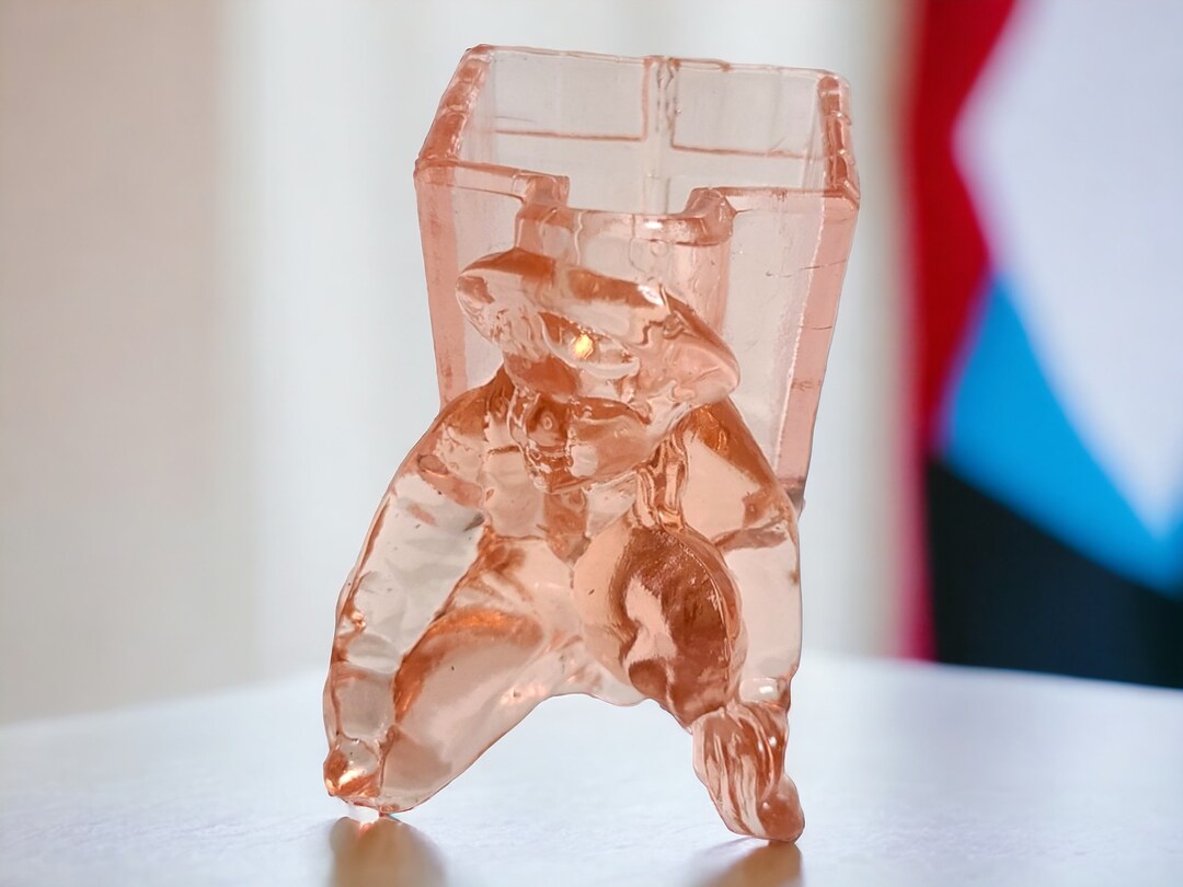 Vintage Pink Glass Kneeling Boy Man Matchstick Matchbox Match Safe ...