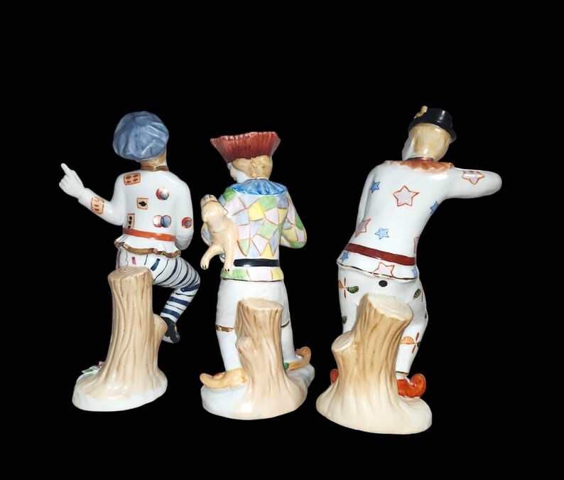 Set of 3 Vintage Meissen Style Porcelain Commedia Dell'arte Pierrot ...