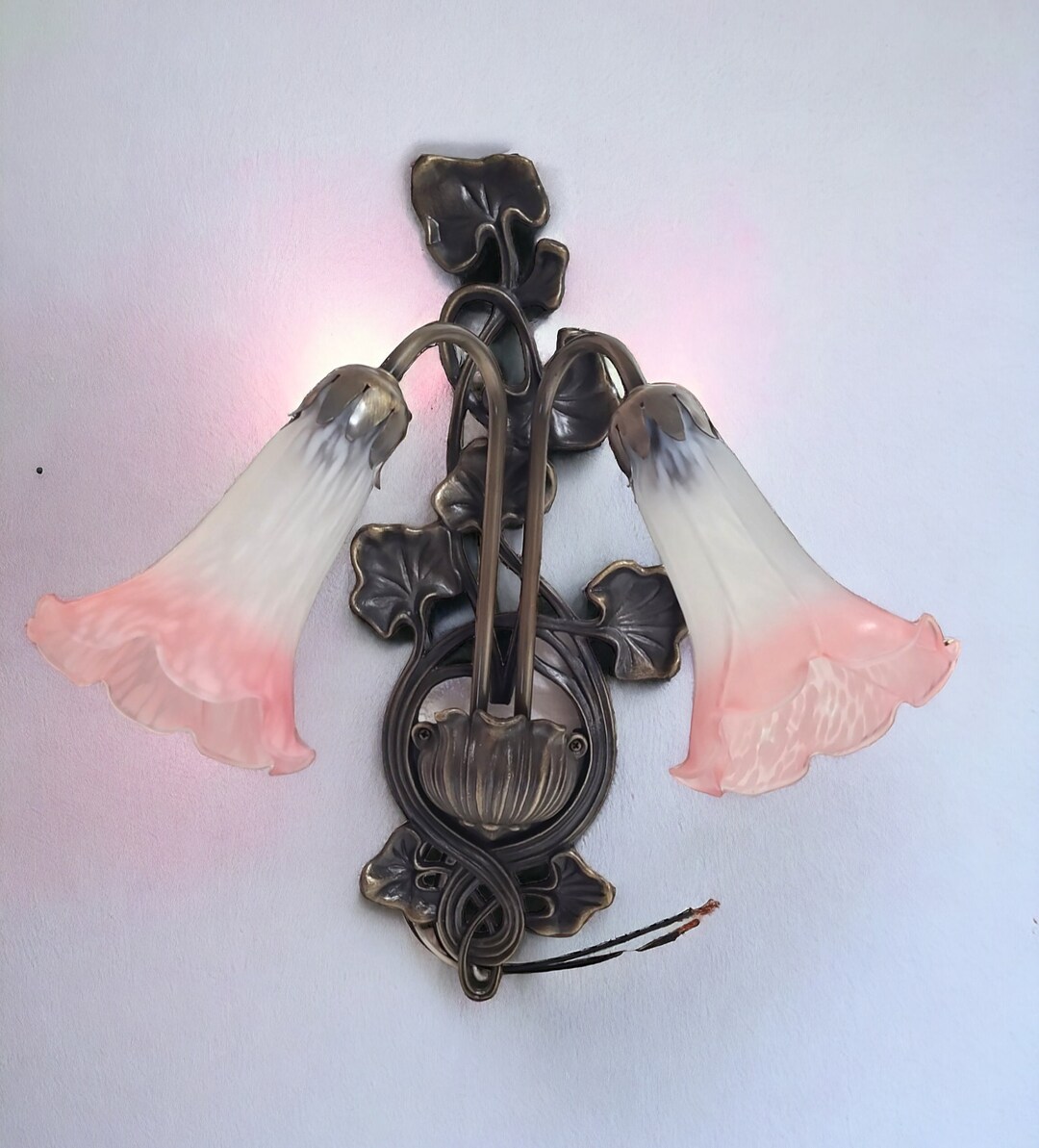 Vintage Meyda Tiffany Pond Lily Collection Lilies 2 Light Double Sconce ...
