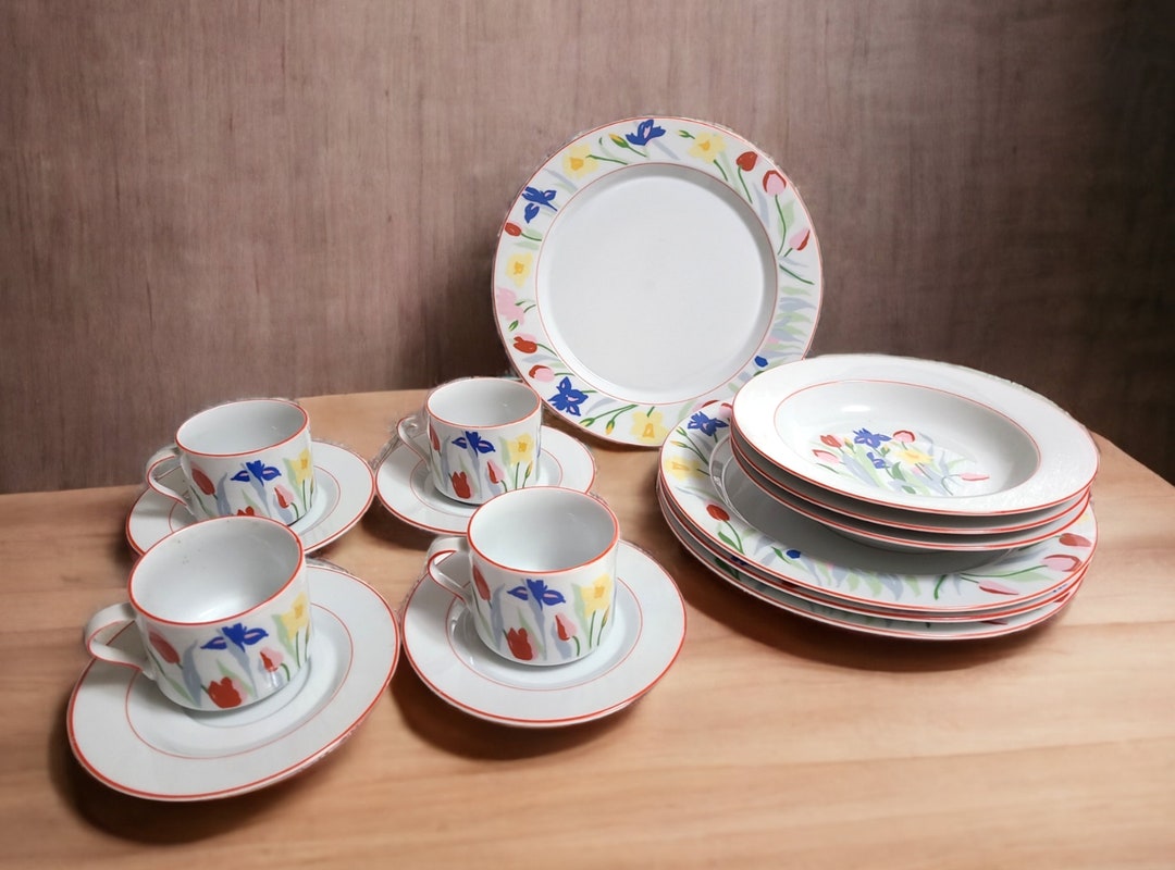 NICE Vintage 15 Piece Prelude Porcelain by Tienshan PRIMAVERA Tulips ...