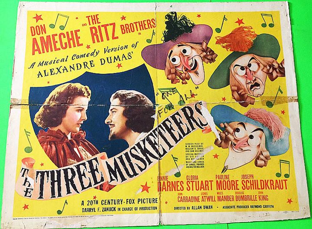 THREE MUSKETEERS! '39 D.ameche, the Ritz Brothers Classic Rare Comedy ...